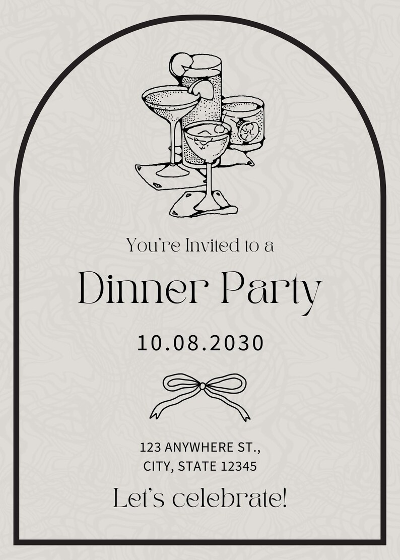Elegant Dinner Party Invitation Template | Editable Digital Invite ...