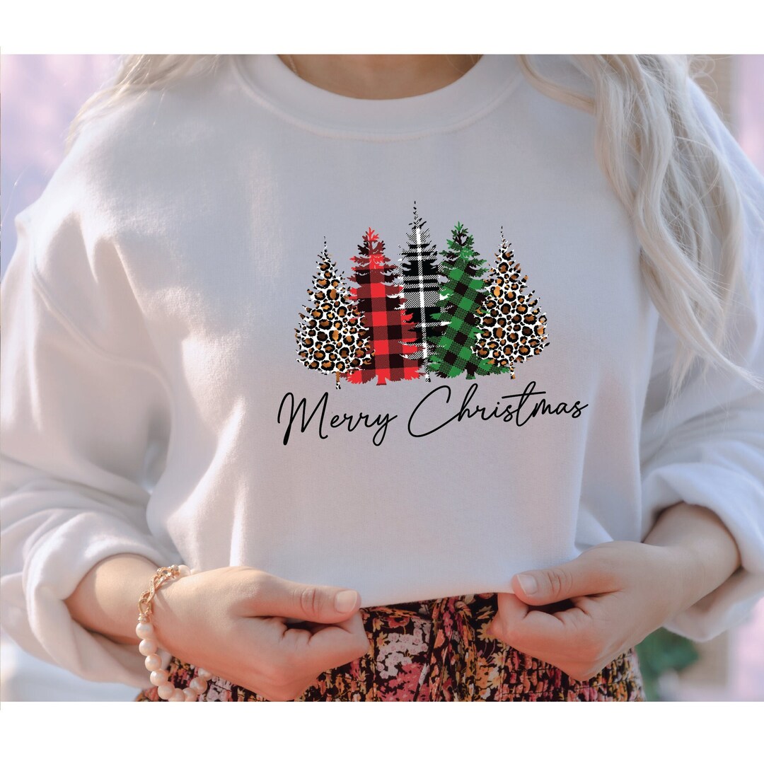 Sudadera de Navidad para ropa navideña de mujer a cuadros y suéter con ...