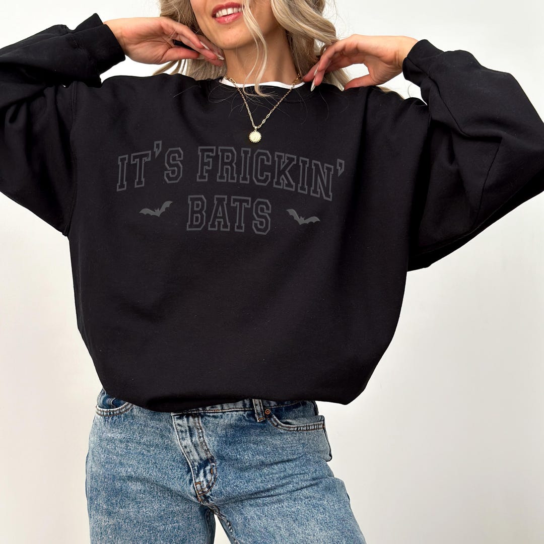 Halloween Sweatshirt It's Frickin' Bats Puff Print Crewneck Sweater for ...