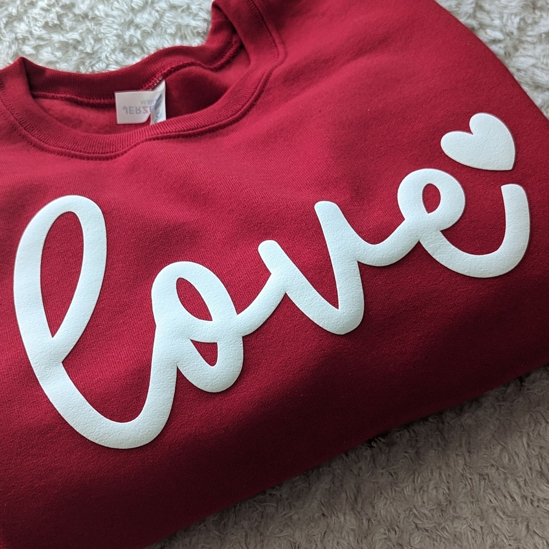 Puff Print Love Sweatshirt | Retro Valentines Day Sweater - Etsy