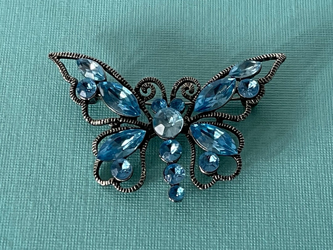 Vintage Butterfly Brooch, Blue Butterfly Pin, Butterfly Pin Vintage ...