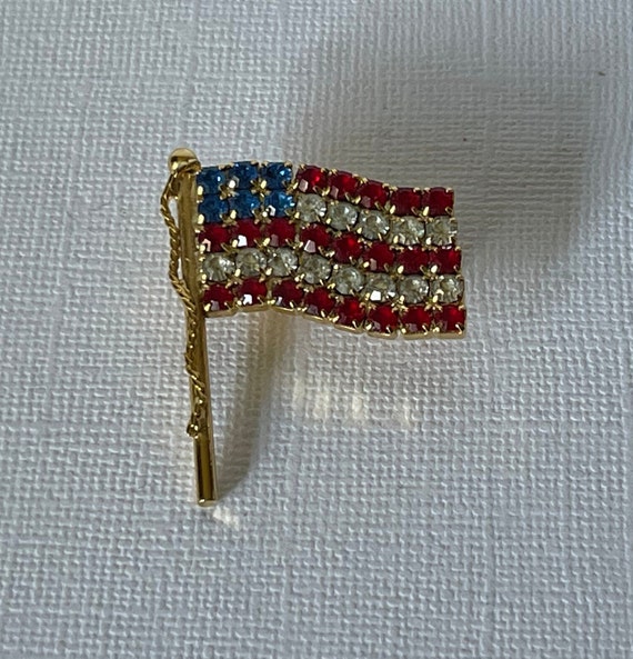 Vintage American flag brooch, USA flag brooch, rhines… - Gem