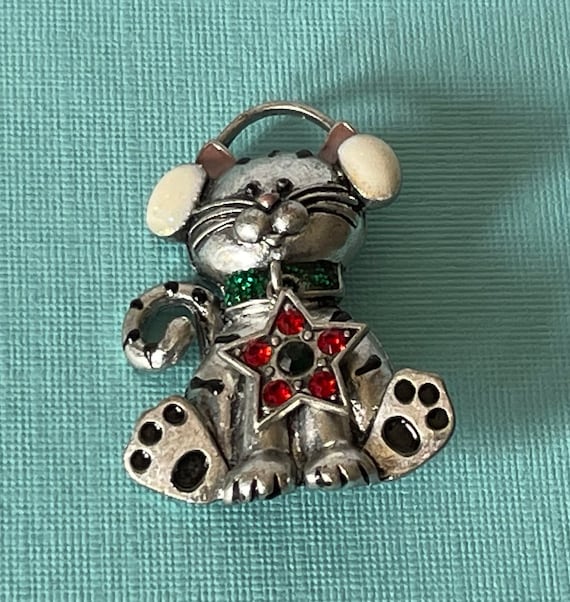 Vintage cat pin brooch - Gem