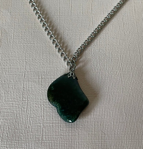 Vintage Rock Necklace Natural Jewelry Polished Green Rock Necklace Organic Jewelry Green Stone Necklace Organic Jewelry Rock Necklace Etsy