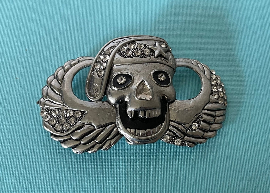 Skull Belt Buckle, Skeleton Belt Buckle, Biker Belt Buckle Rhinestone ...