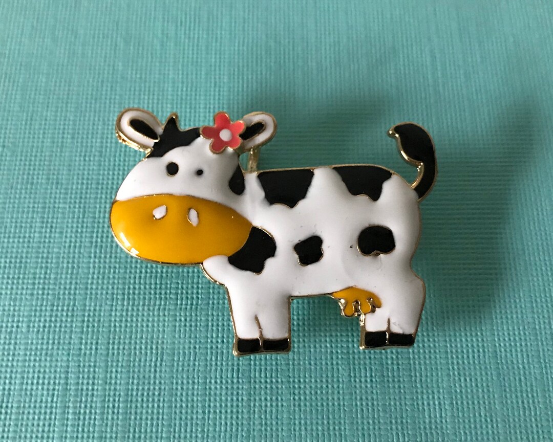 Yellow and Black Cow Pin Cow Brooch Farm Animal Pin Cow - Etsy
