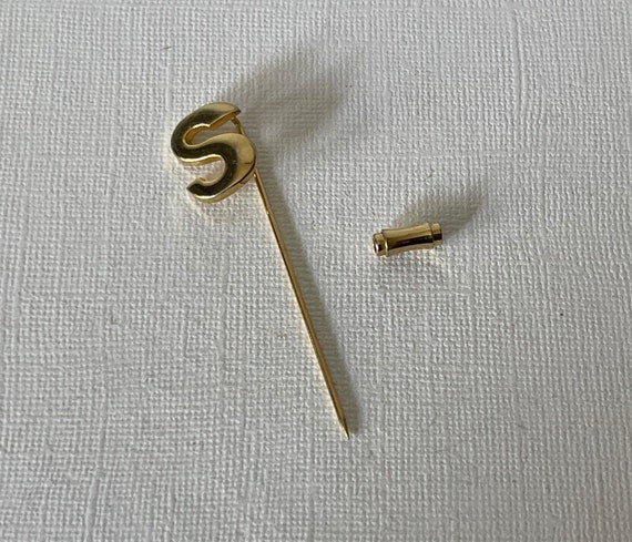Vintage letter s stick pin, letter S jewelry, gold le… - Gem
