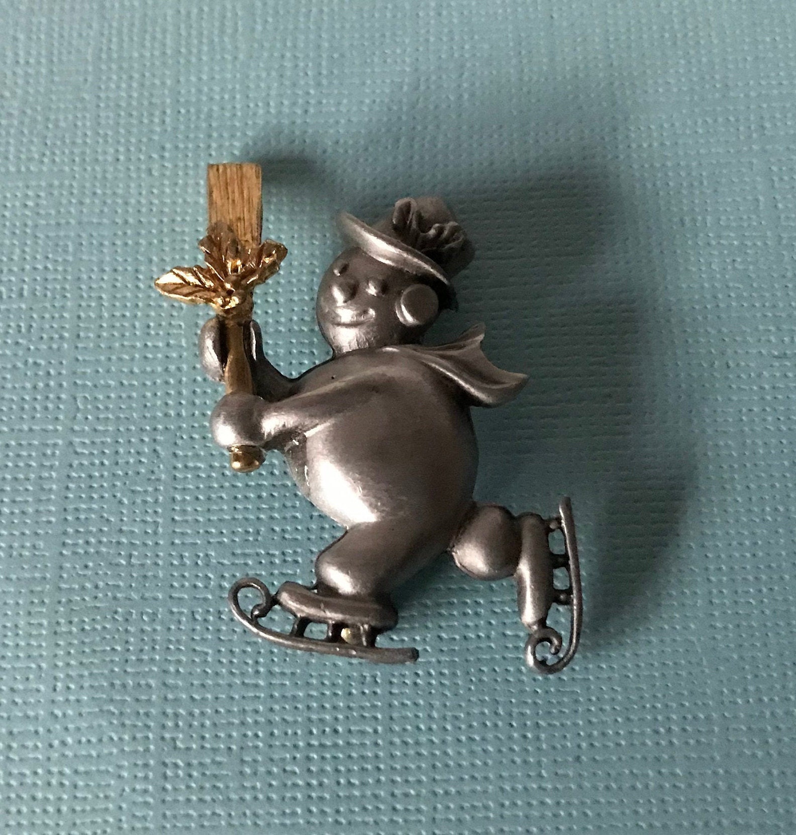 Vintage Snowman Brooch Silver and Gold Snowman Pin Christmas - Etsy New ...