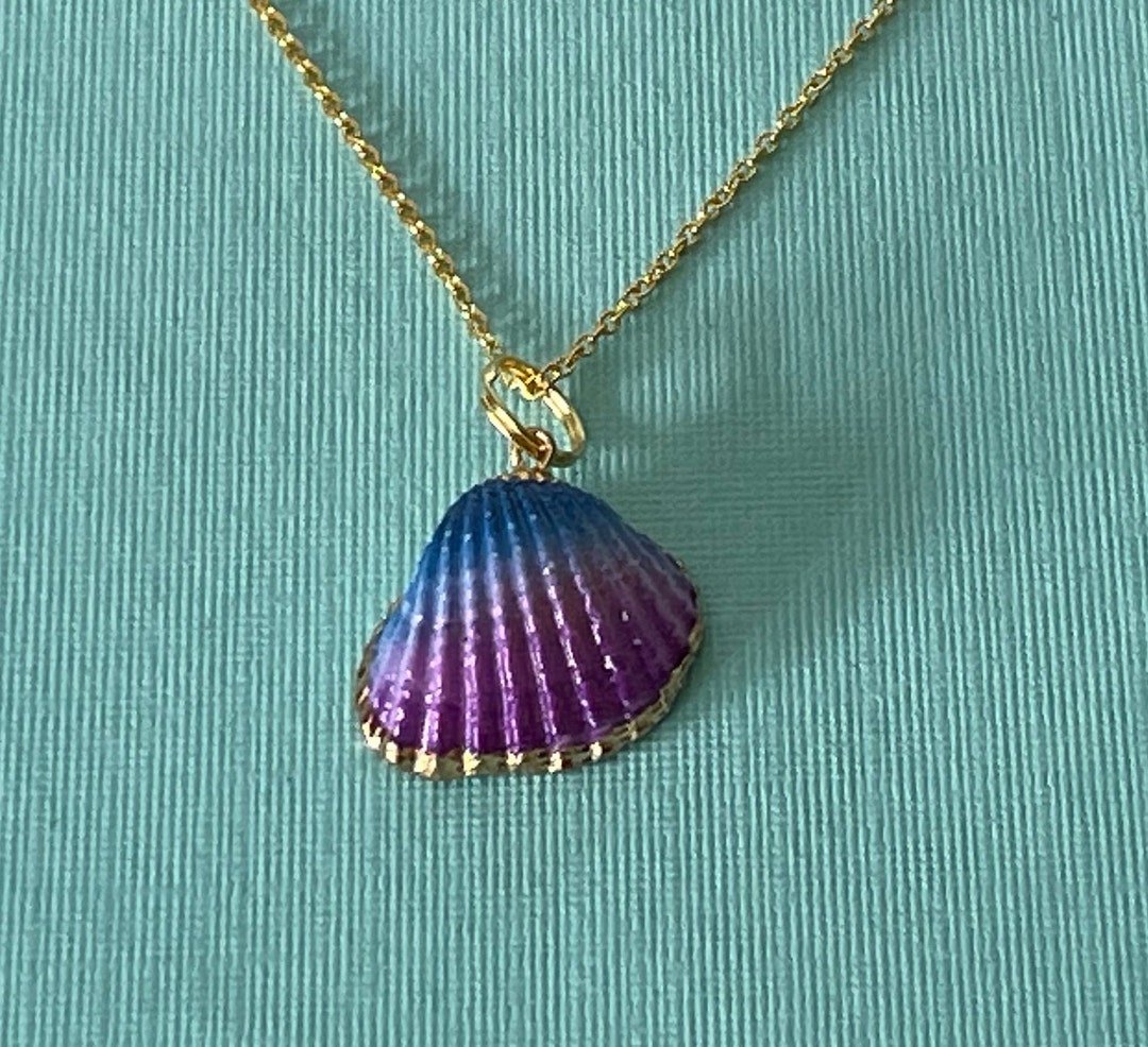 Shell Necklace, Beach Jewelry, Beach Necklace, Purple Shell Necklace ...