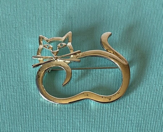 Vintage cat pin brooch - Gem