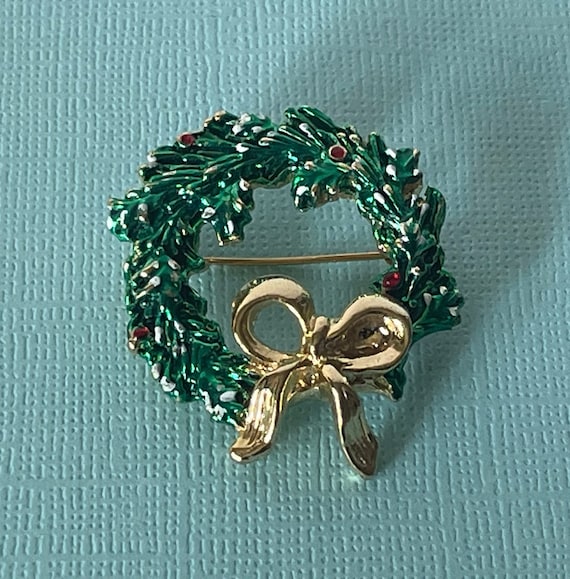 Vintage wreath brooch, wreath jewelry, Christmas wrea… - Gem