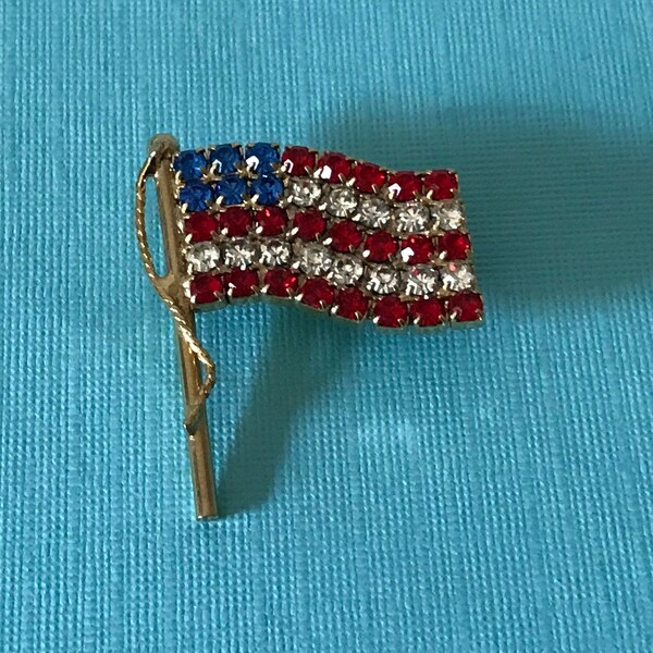 Rhinestone Flag Pin - Etsy