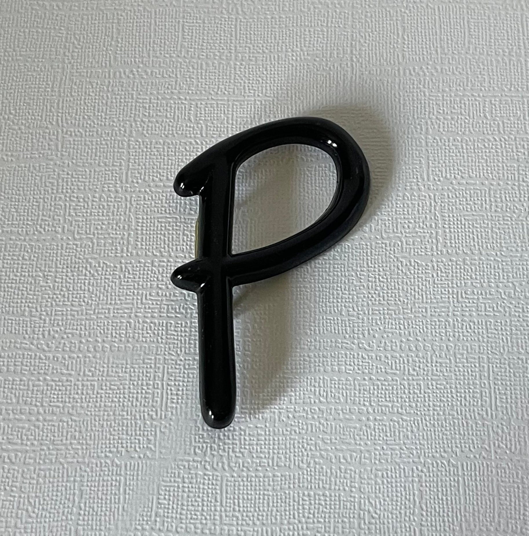 Vintage Letter P Pin, Large Letter P Pin, Plastic P Pin, Black Letter P ...