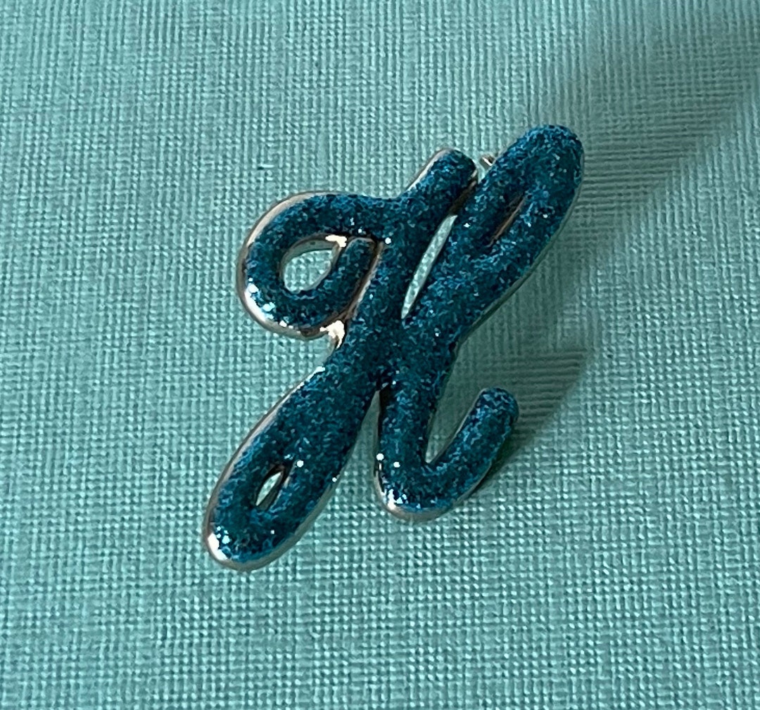 Vintage Letter H Brooch, Blue Letter H Pin, Letter H Jewelry, Letter H ...