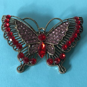 Large Red Rhinesotne Butterfly Pin, Butterfly Brooch, Large Butterfly ...