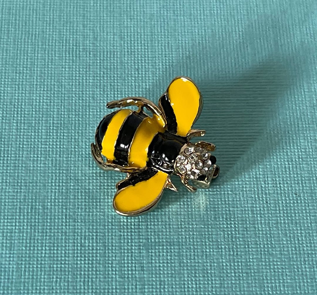Rhinestone Bumble Bee Brooch, Bee Pin, Bee Jewelry, Yellow and Black ...