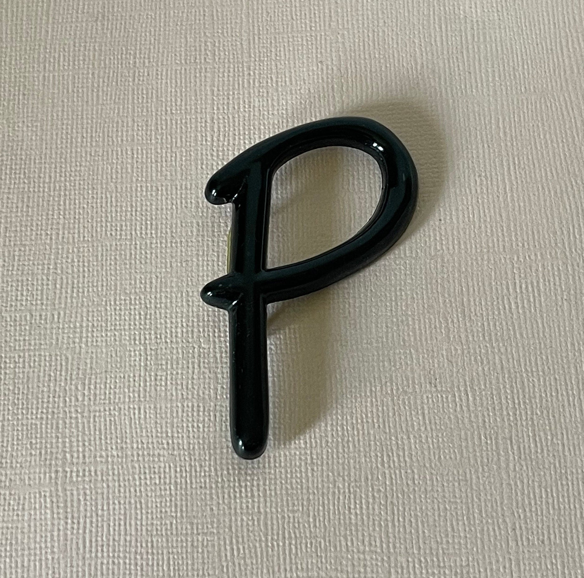 Vintage Letter P Pin, Large Letter P Pin, Plastic P Pin, Black Letter P ...