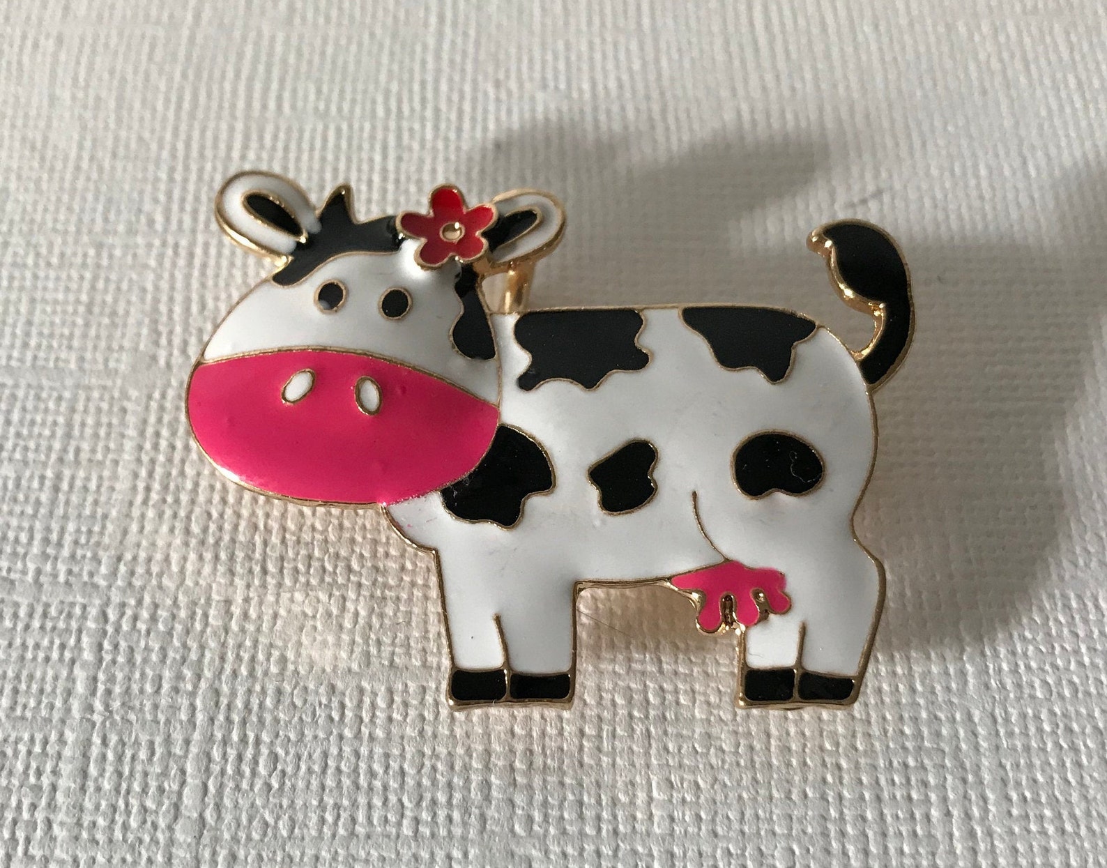 Black and White Cow Pin, Pink Cow Pin, Enamel Cow Pin, Farm Animal Pin ...