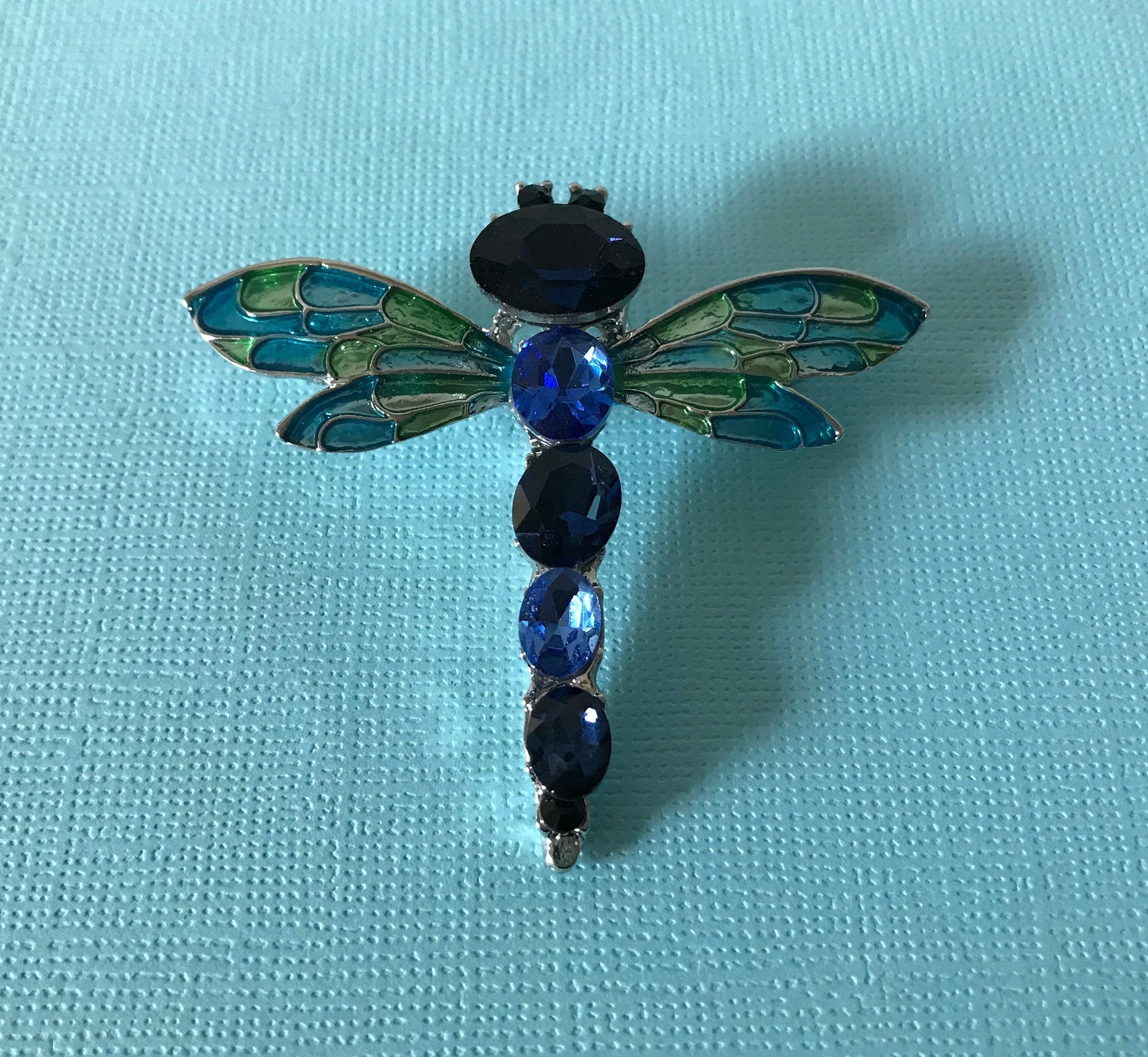 Blue Rhinestone Dragonfly Pin Dragonfly Brooch Dragonflies - Etsy