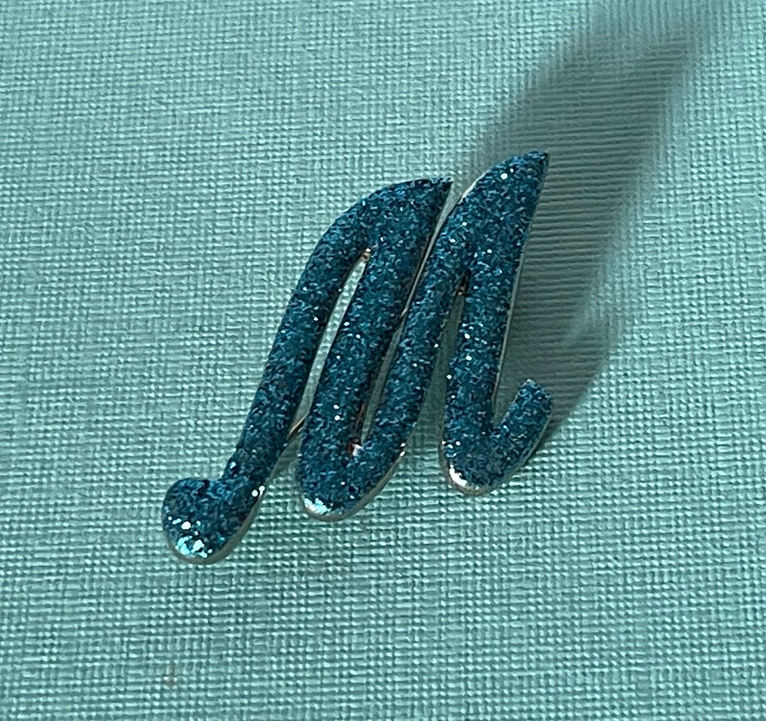 Vintage Letter M Brooch Blue Letter M Pin Glittery Letter M - Etsy