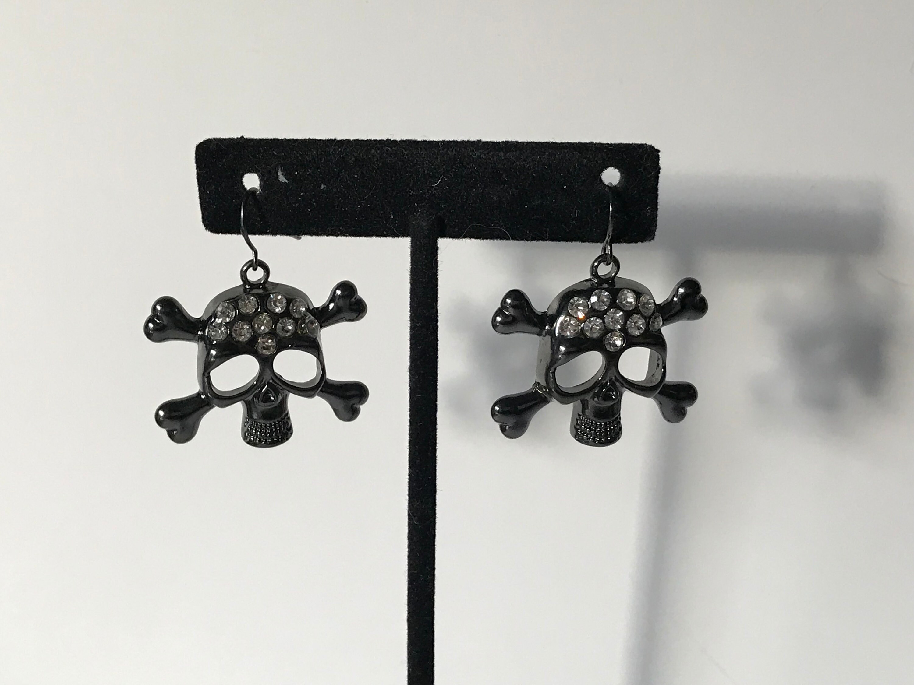 Vintgage Large Skeleton Earrings, Rhinestone Skeleton Earrings, Pierced ...