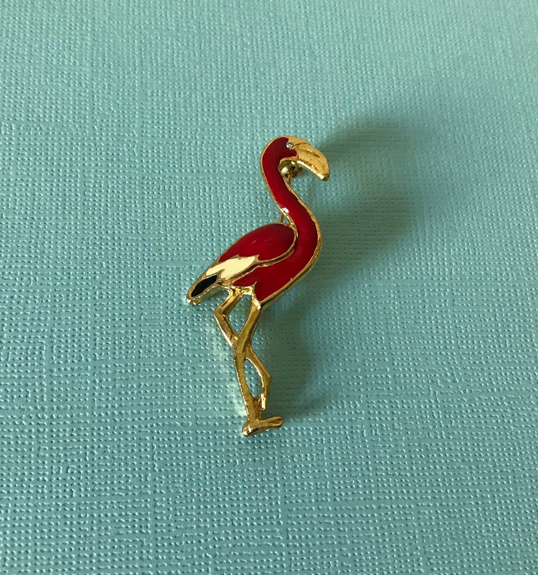 Vintage Flamingo Pin, Bird Pin, Enamel Flamingo Brooch, Red Flamingo ...