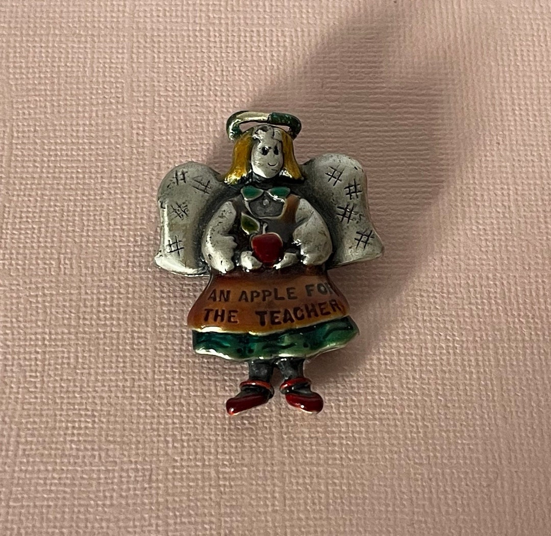 Vintage Angel Brooch Teacher Angel Pin Apple for Teacher - Etsy