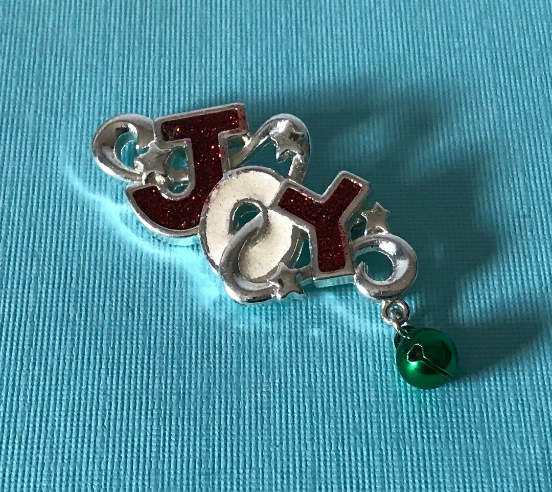 Vintage Joy Brooch, Joy Dangle Pin, Christmas Bell Pin, Vintage Joy ...