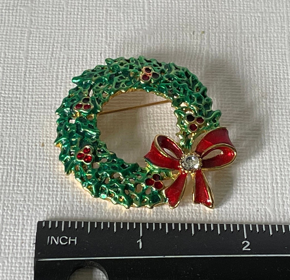 Vintage Wreath Pin Rhinestone Wreath Pin Christmas Wreath - Etsy