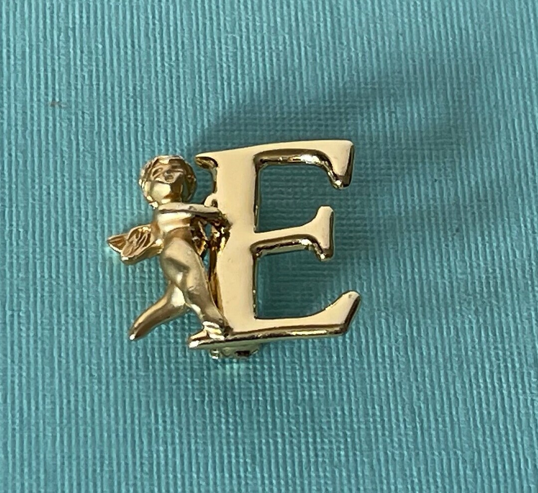 Vintage Letter E Brooch, Letter E With Angel Pin, Angel Jewelry, Letter ...