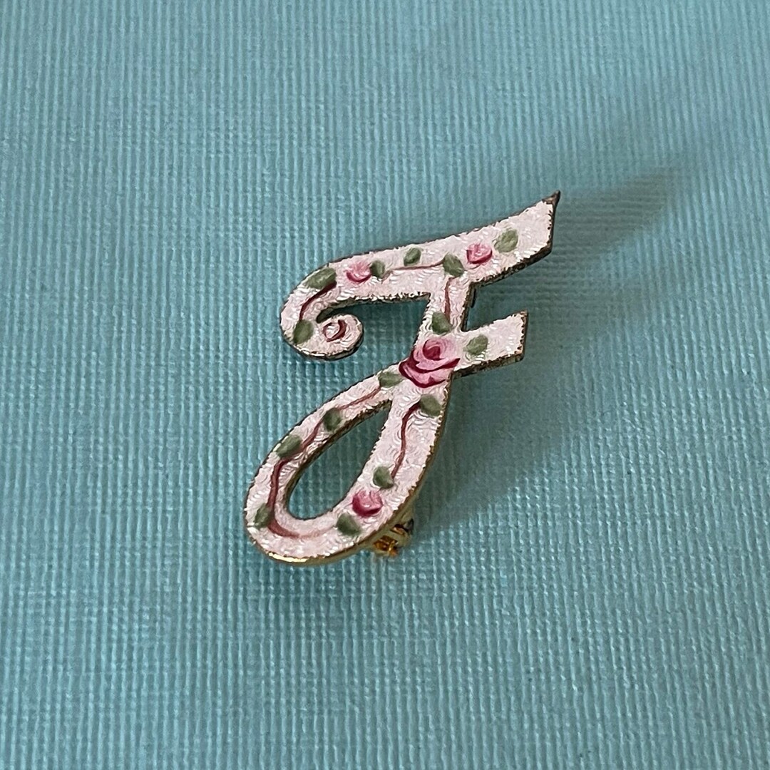 Vintage Letter F Brooch, Letter F With Flowers Pin, Letter F Jewelry ...