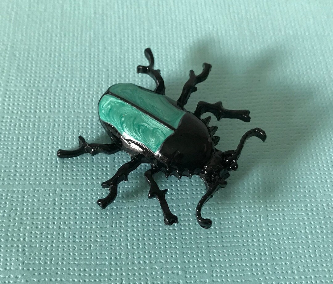 Blue and Black Beetle Bug Pin, Roach Brooch, Halloween Pin, Insect Pin ...