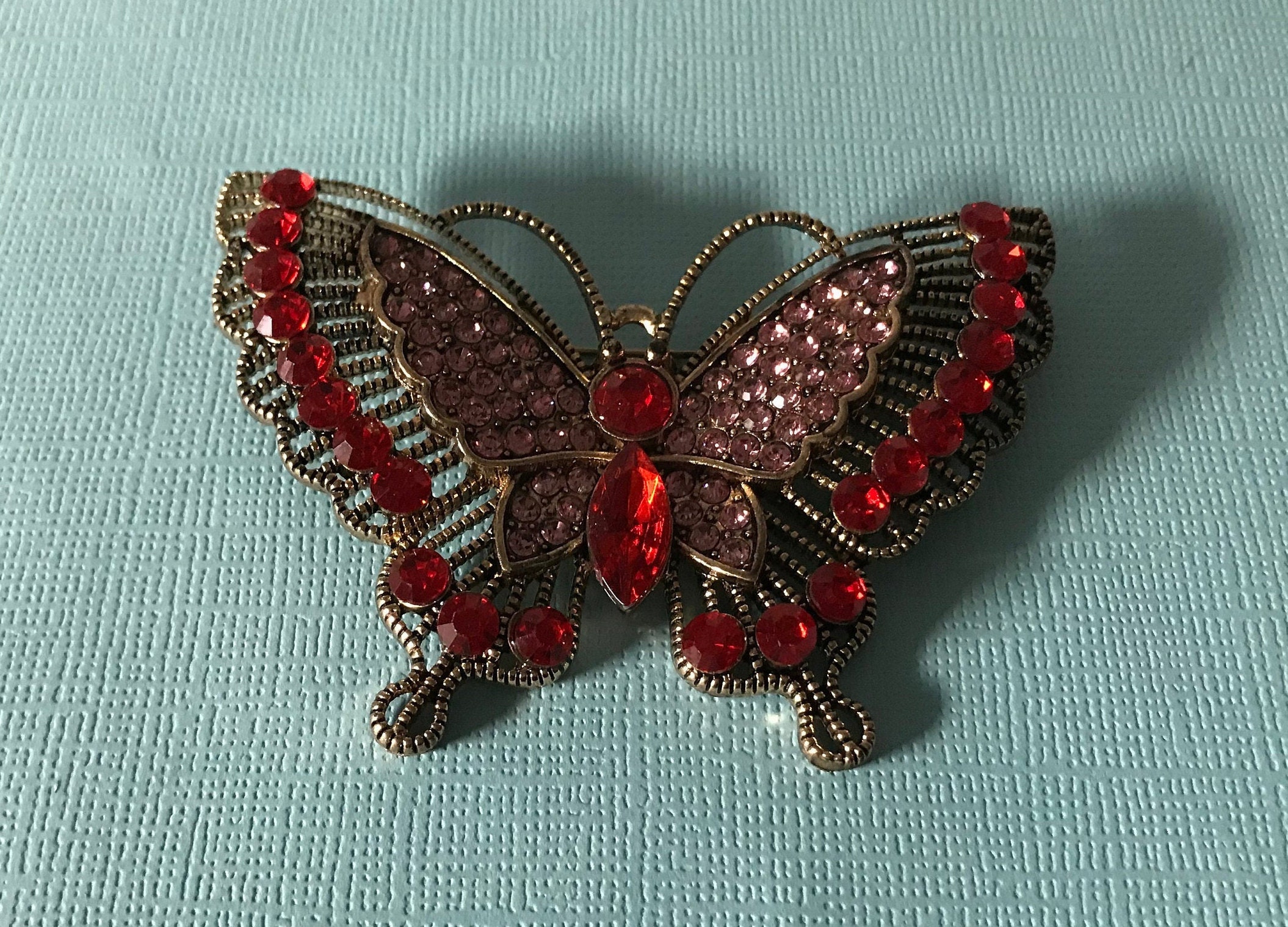 Large Red Rhinesotne Butterfly Pin Butterfly Brooch Large - Etsy
