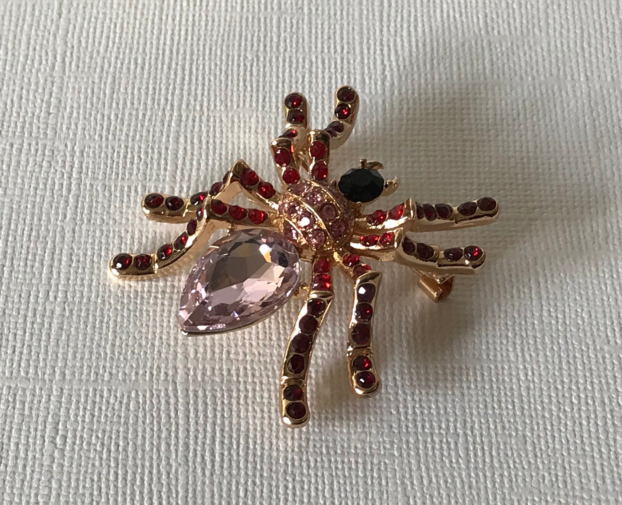 Pink Rhinestone Spider Pin, Spider Brooch, Gold Spider Pin, Halloween ...