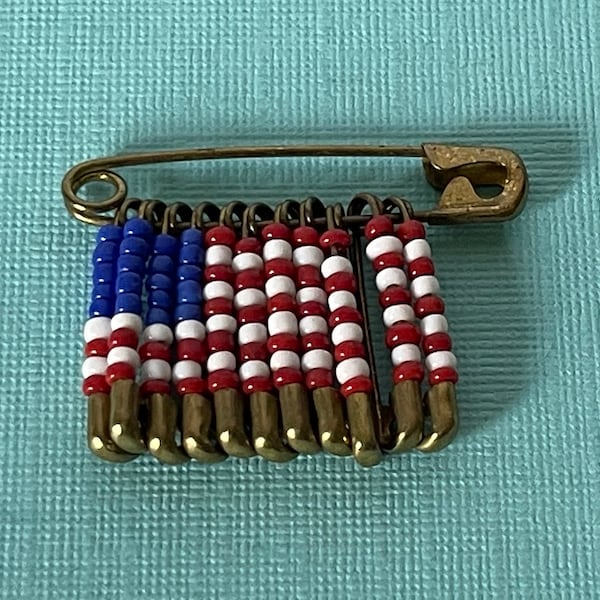 Safety Pin Beaded Flag - Etsy