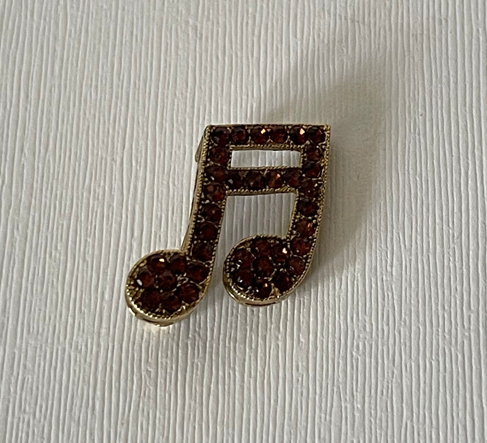 Vintage Note Brooch, Musical Note Pin, Rhinestone Musical Note Pin ...