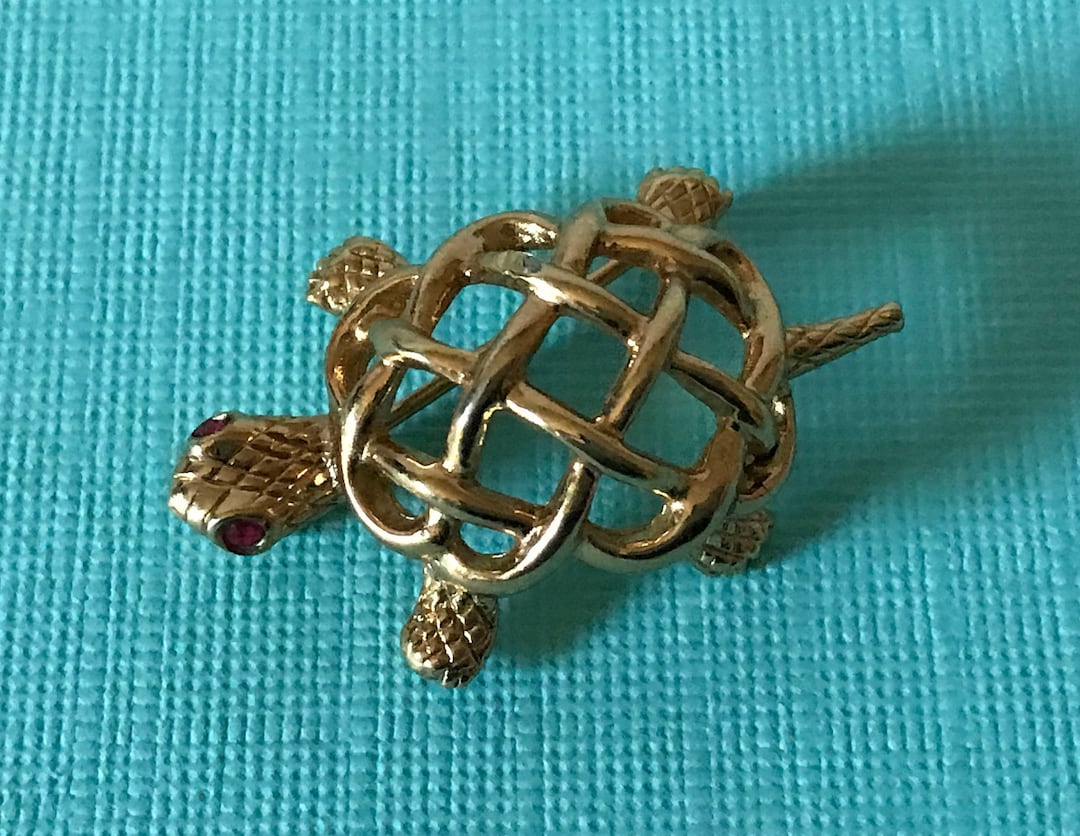 Vintage Turtle Brooch, Gold Turtle Pin, Napier Turtle Pin, Sea Turtle ...