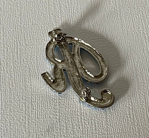 Vintage letter R brooch, rhinestone letter R pin, blu… - Gem