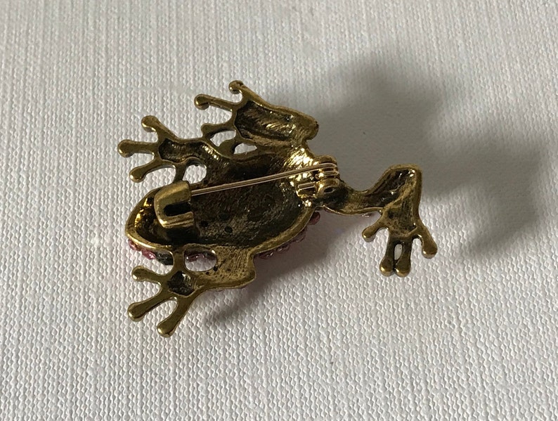 Pink Rhinestone Frog Pin Frog Brooch Aurora Borealis - Etsy