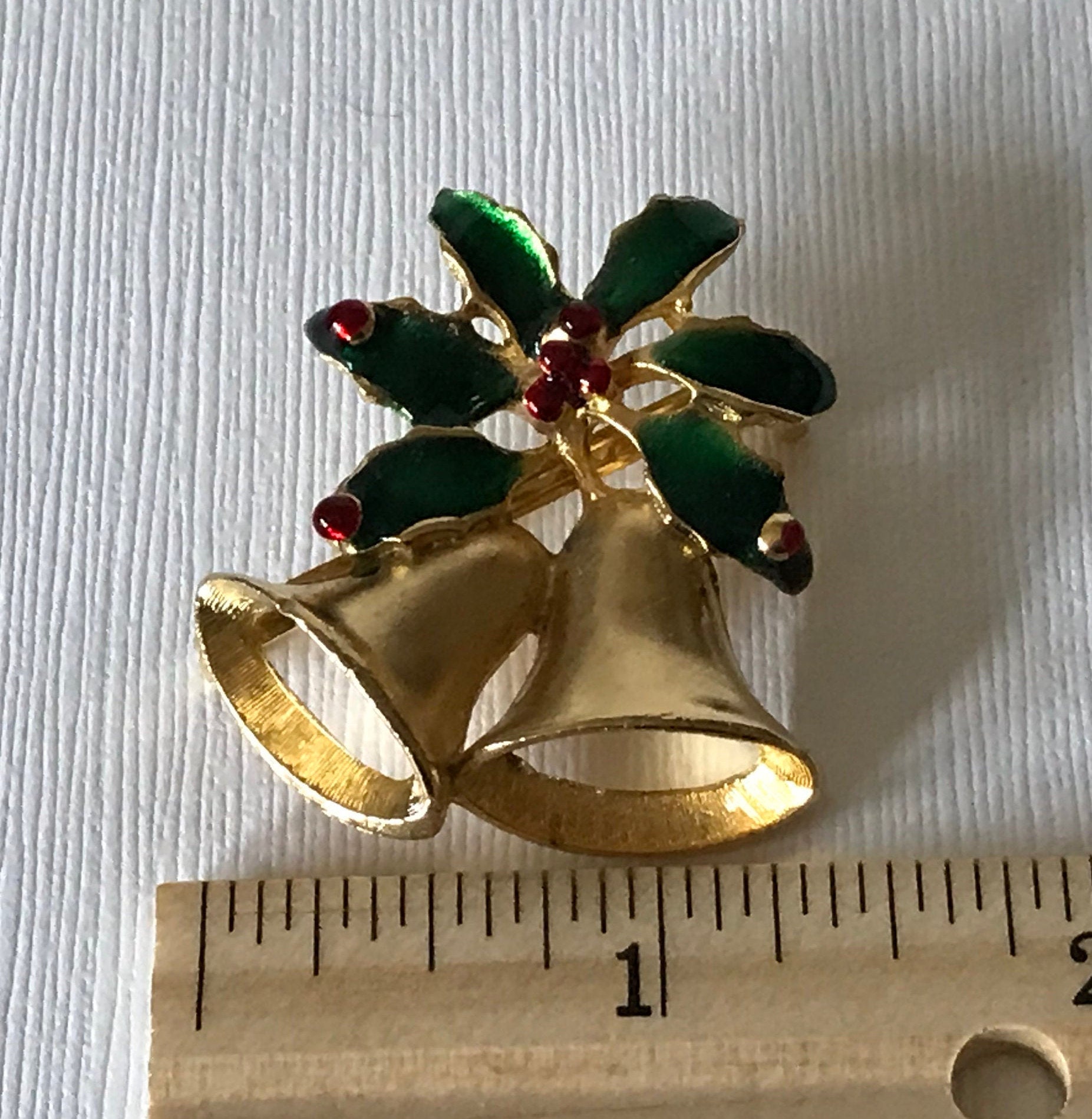 Vintage Bell Pin, Jingle Bells Pin, Gold Bells Pin, Christmas Bells Pin ...