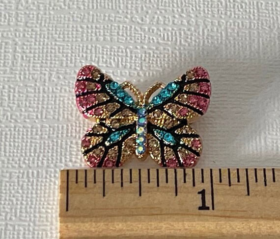 Rhinestone butterfly brooch, pink butterfly pin, butt… - Gem