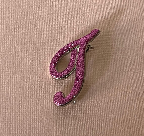 Vintage letter T brooch, letter t jewelry, pink lette… - Gem