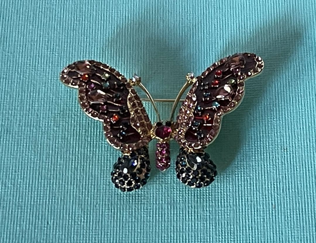 Rhinestone Butterfly Brooch, Purple Butterfly Pin, Butterfly Jewelry ...