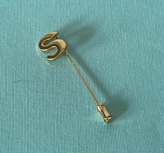 Vintage letter s stick pin, letter S jewelry, gold le… - Gem