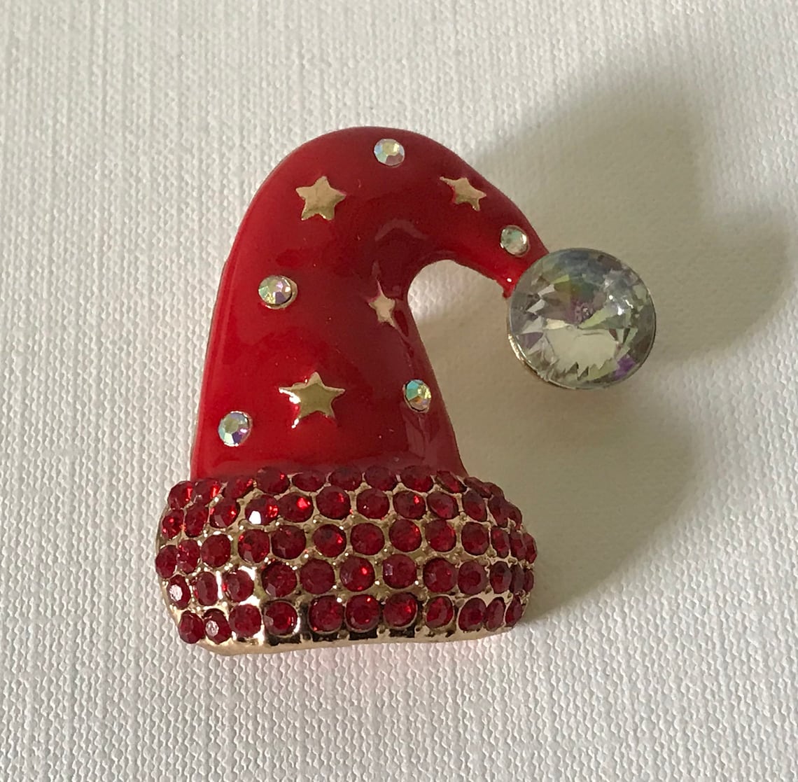 Rhinestone Santa Hat Pin Christmas Pin Red Santa Hat Pin - Etsy