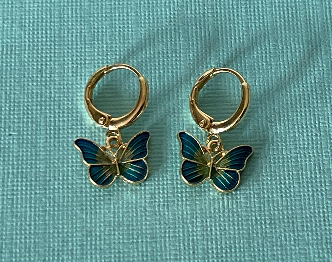 Butterfly Earrings, Blue Butterfly Earrings, Summer Earrings, Butterfly ...