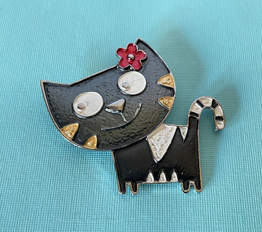 Broche de gato grande, broche de gato bohemio, joyería de gato, broche ...