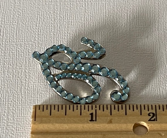 Vintage letter R brooch, rhinestone letter R pin, blu… - Gem