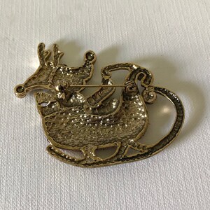 Vintage Reindeer Pin Reindeer in Sled Brooch Vintage Rudolph - Etsy