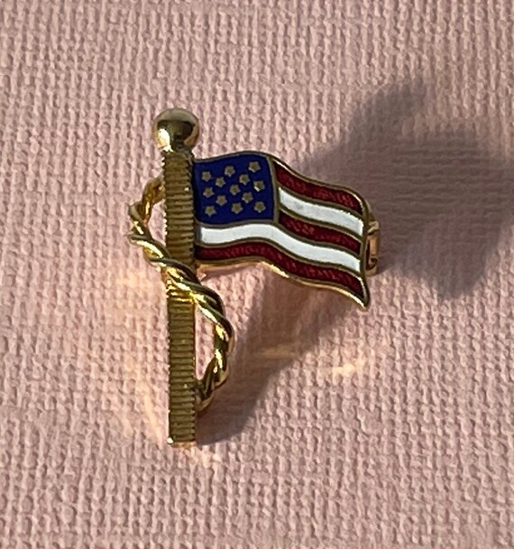 Vintage flag brooch, small flag pin, USA Save America… - Gem